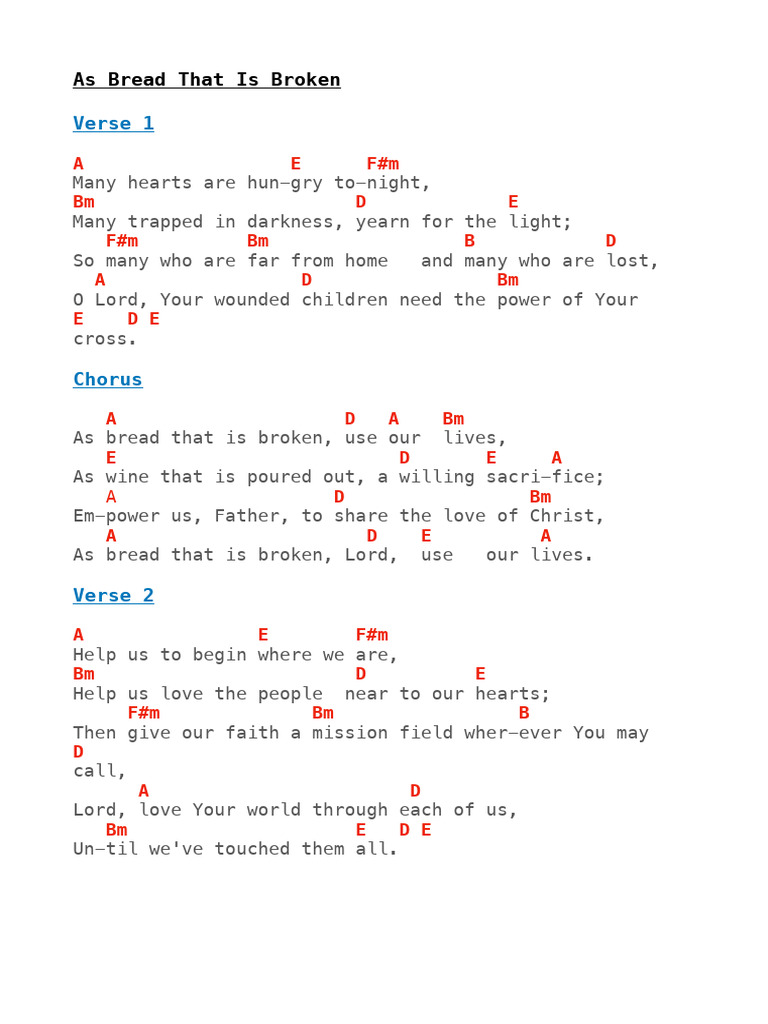 As Bread That is Broken | PDF