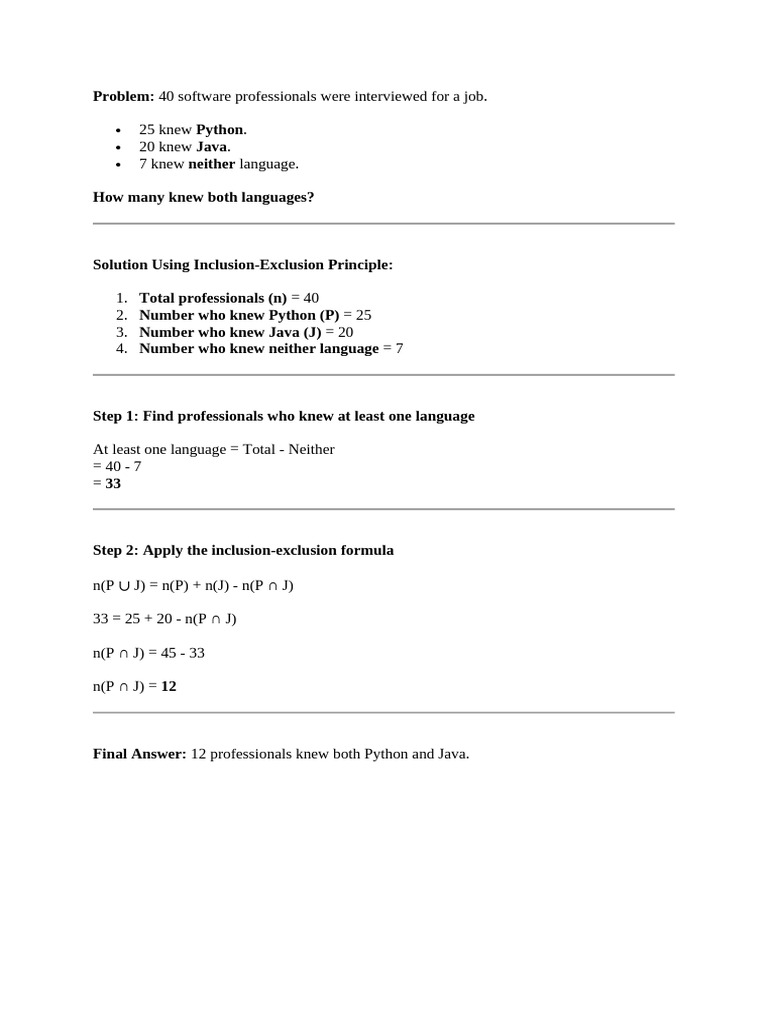 Inclusion Exclusion Principle | PDF