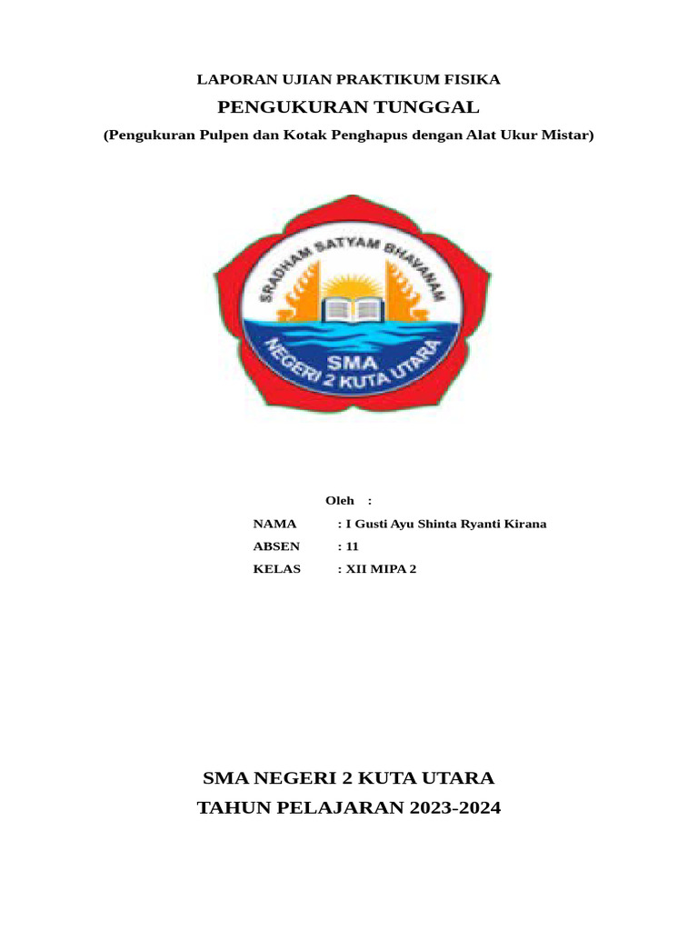 Ujian Praktek Fisika Pengukuran Tunggal | PDF