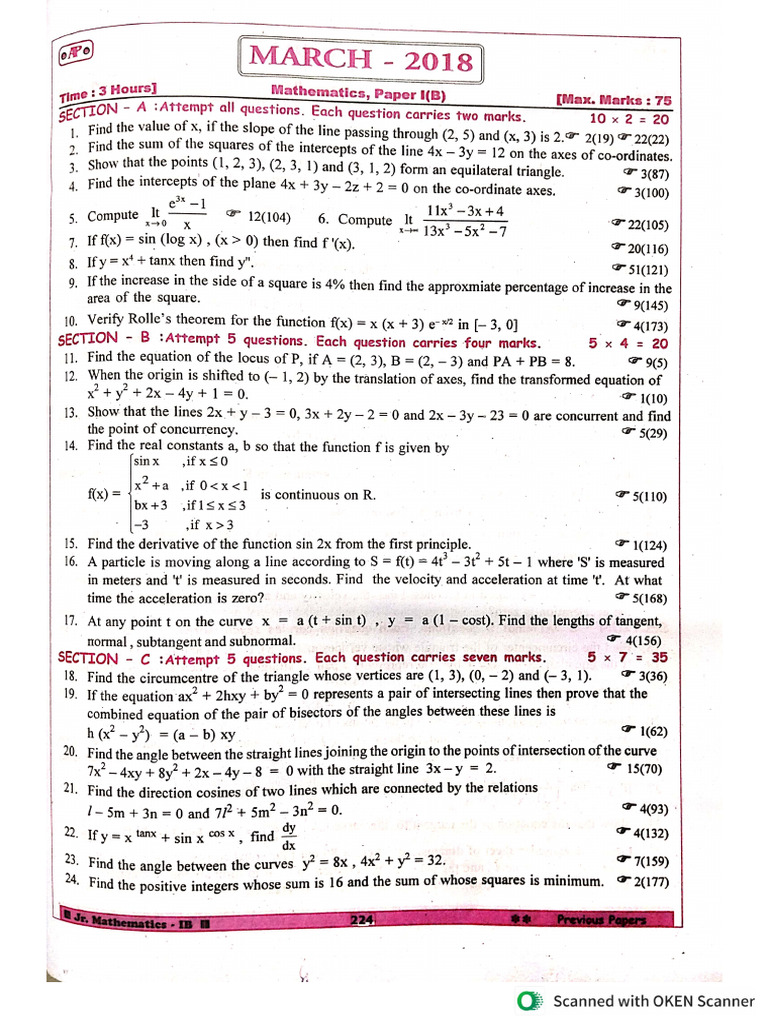 Maths 1B Model Papers | PDF