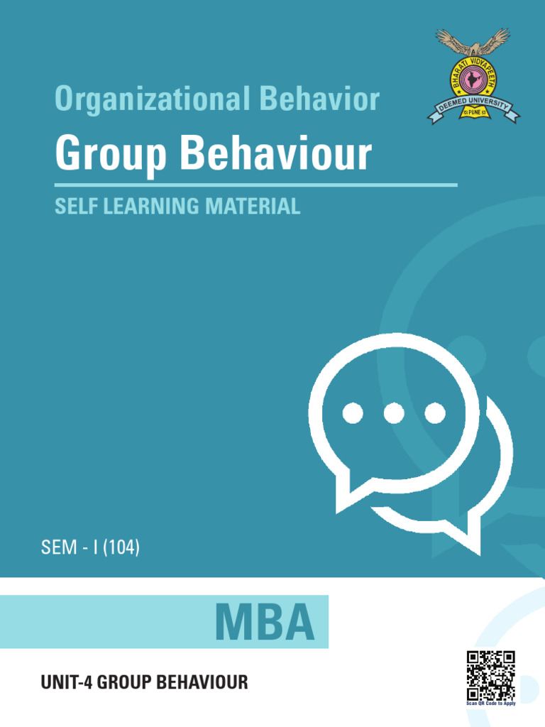 MBA Organzational Behavior Unit 4 Group Behavior | PDF