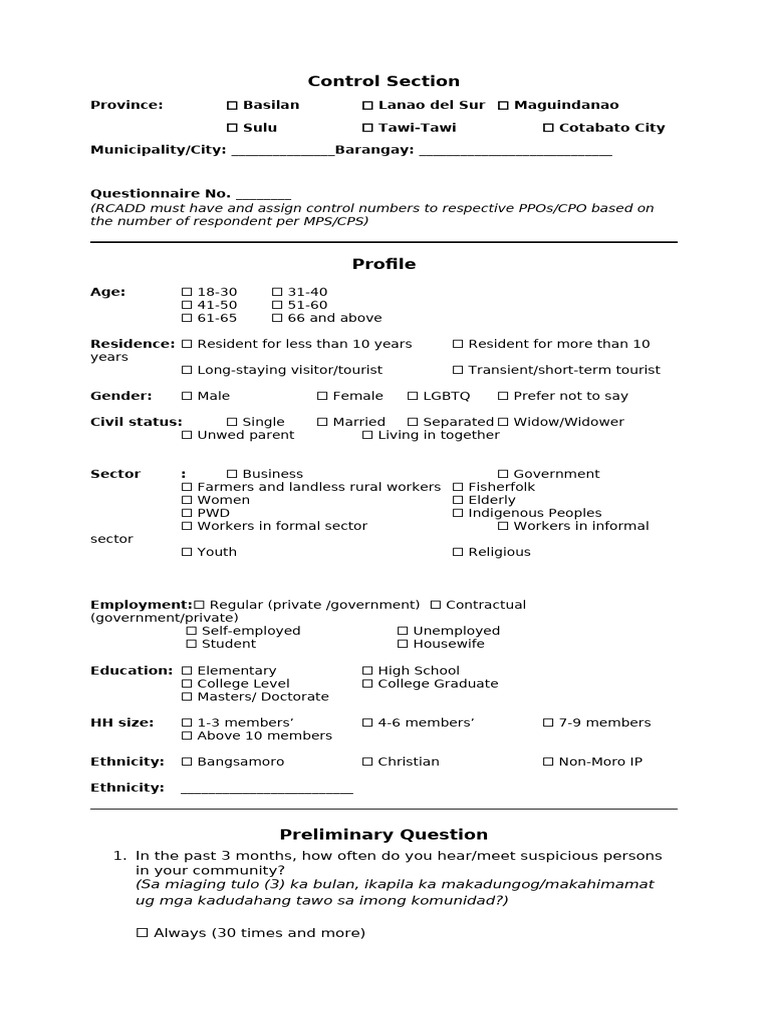 Trust Respect Safety Survey Questionnaire Aug02 | PDF | Social Policy