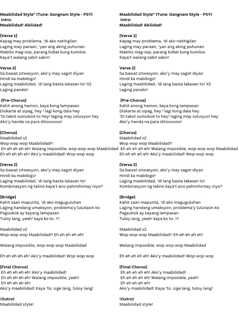 Maabilidad Style (Tune Gangnam Style - PSY) Intro Maabilidad! Abilidad ...
