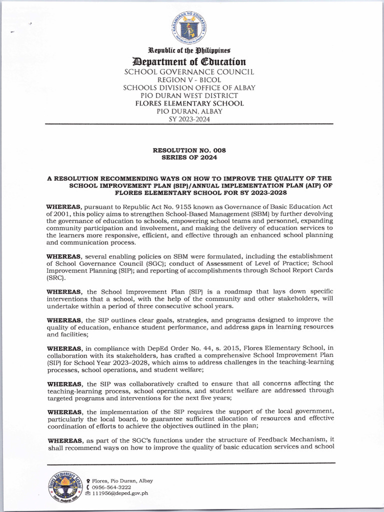 SGC Resolution No. 008 S. 2024 | PDF