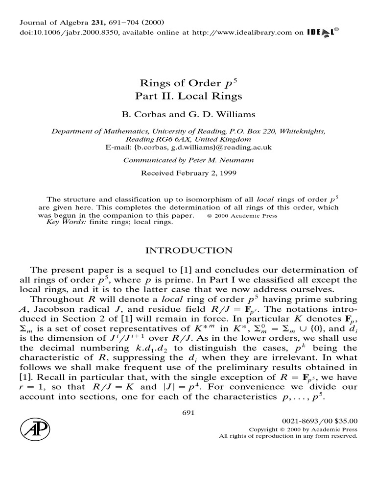 Rings of Order P Power 5 Part 2 | PDF | Ring (Mathematics) | Matrix ...