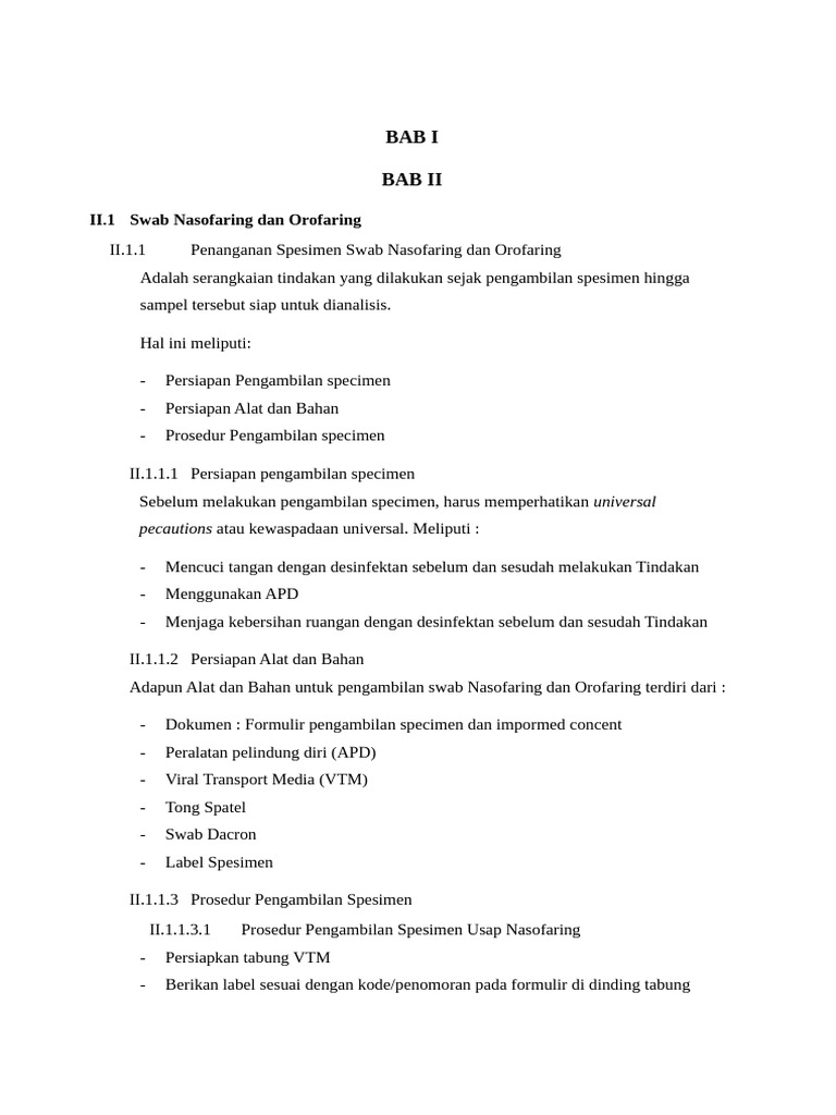 Prosedur Swab Nasofaring dan Orofaring | PDF