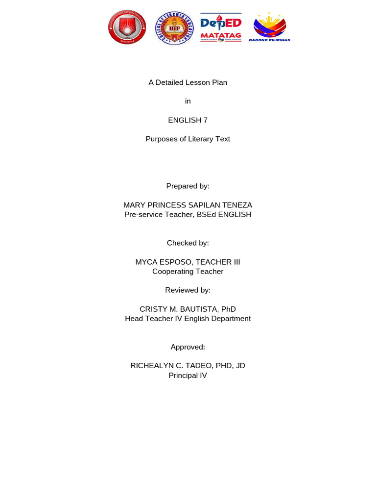 Understanding Literary Text Purposes | PDF | Lesson Plan | Storytelling