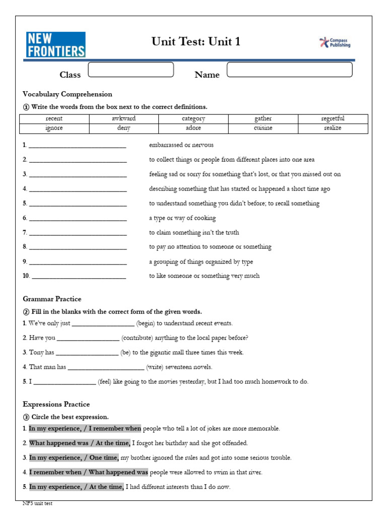 New Frontiers 5 - Unit Test | PDF | Democracy | Political Ideologies