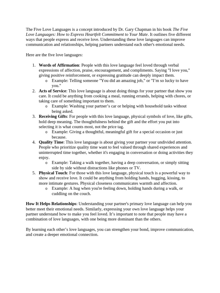 Understanding the Five Love Languages | PDF | Love | Communication