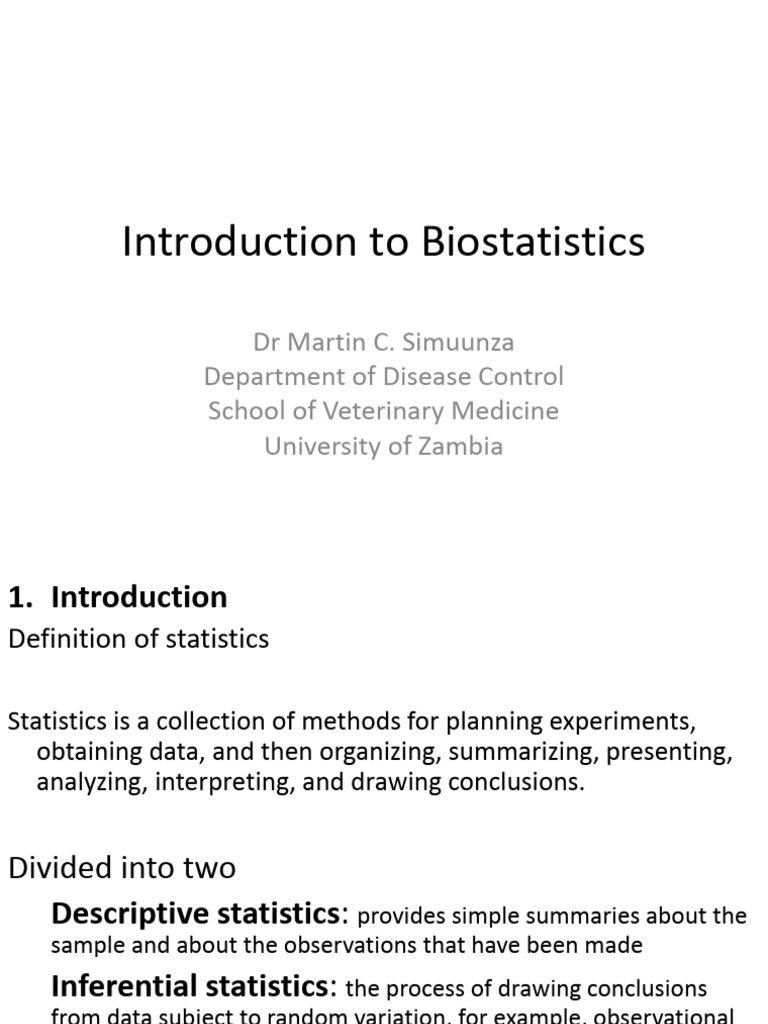 Introduction To Biostatistics Lecture 1 Pdf Variance Mode Statistics