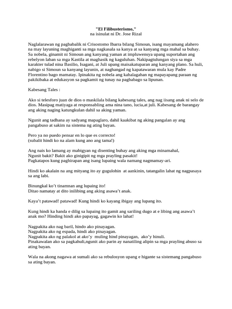 dulaan El Filibusterismo | PDF