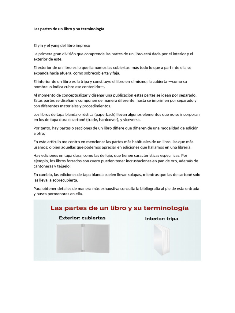 Las Partes de Un Libro y Su Terminología | PDF | El Principito | Libros