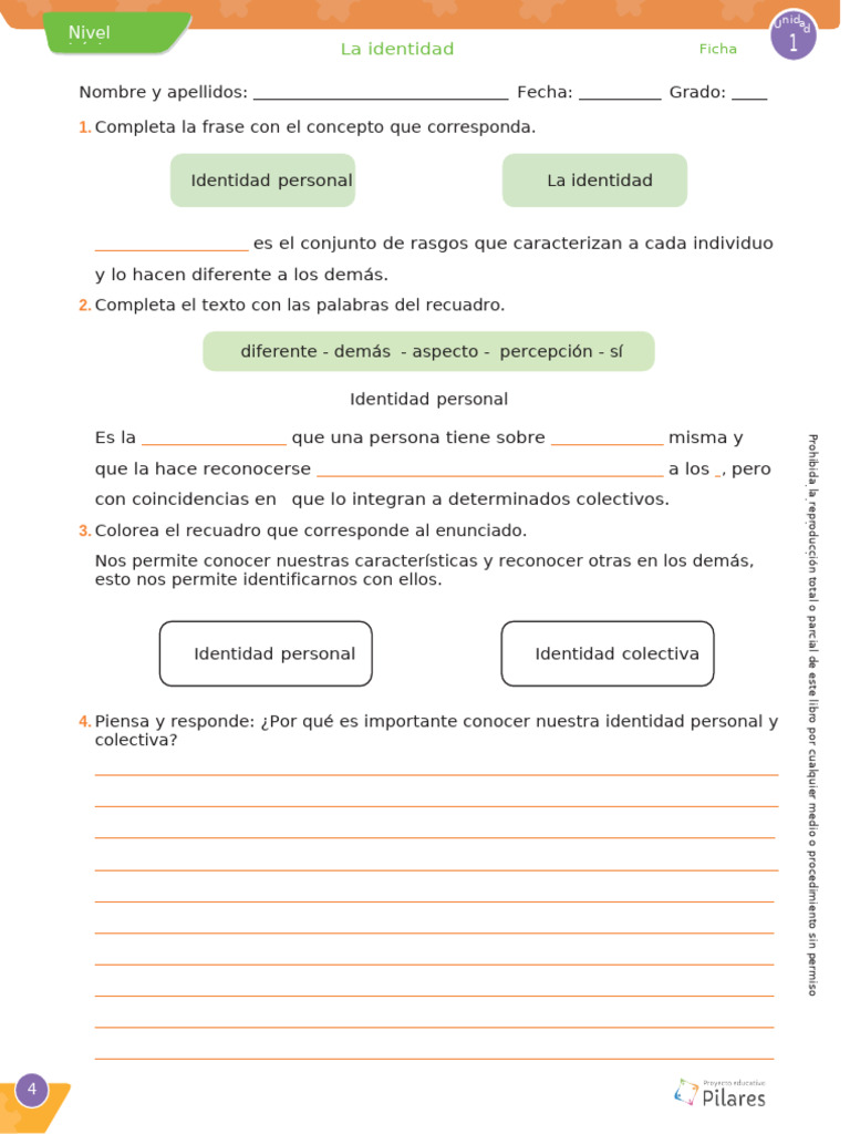 Identidad Personal para Niños | PDF | Ciencias del comportamiento ...