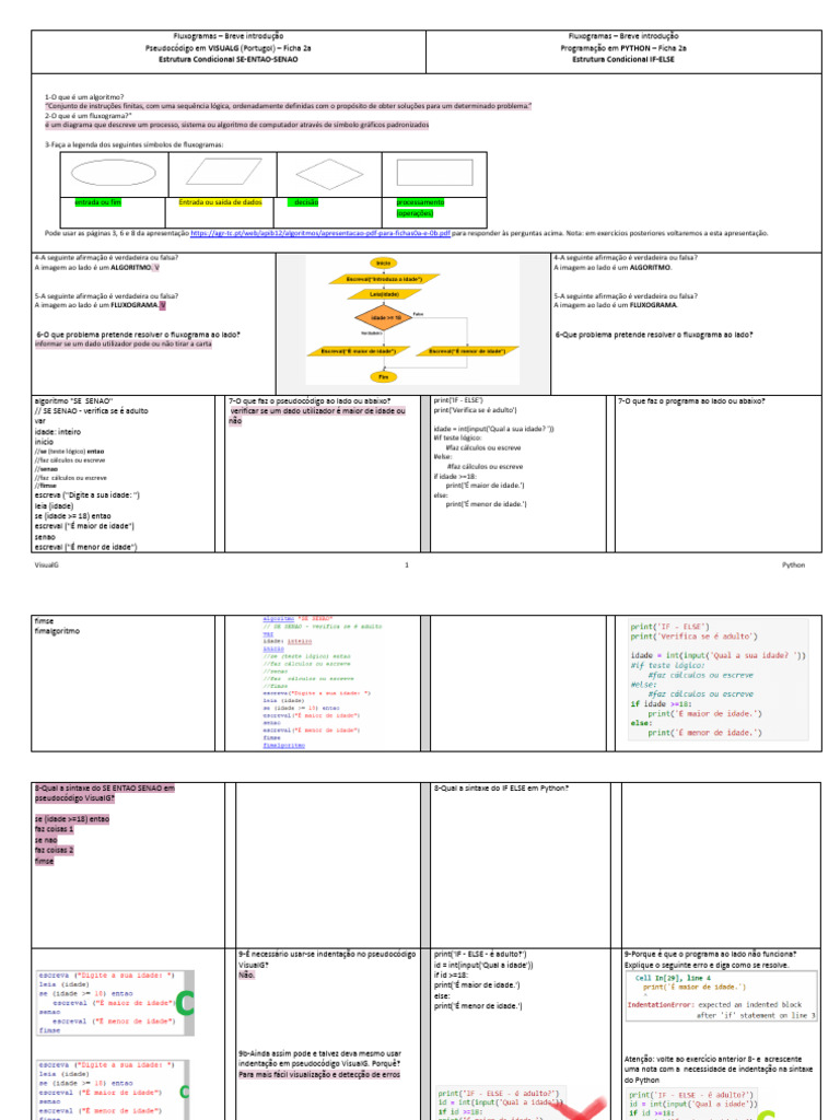ficha2a-SE-IF-Visualg-e-Python-fichaDupla-1a22-ALUNOS - Tatiana e Ana | PDF | Algoritmos ...