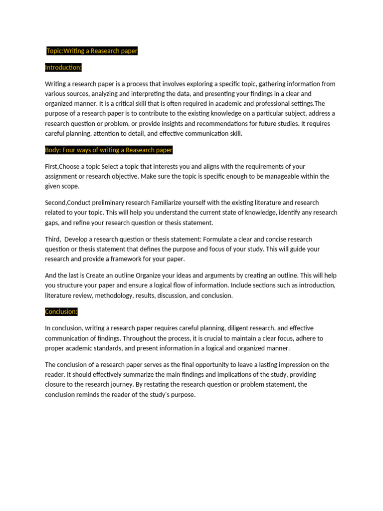 How to Write a Research Paper | PDF
