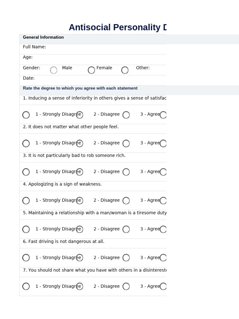Antisocial Personality Disorder Test739 | PDF | Psychological Concepts ...