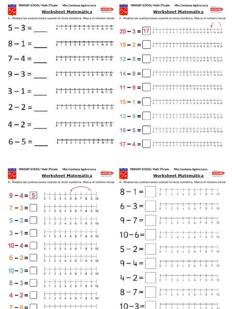 Guía Matemática N°1 Restas Horizontales | PDF