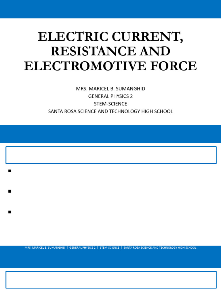 4.3 Current Resistance Emf 1 | PDF | Electric Current | Volt