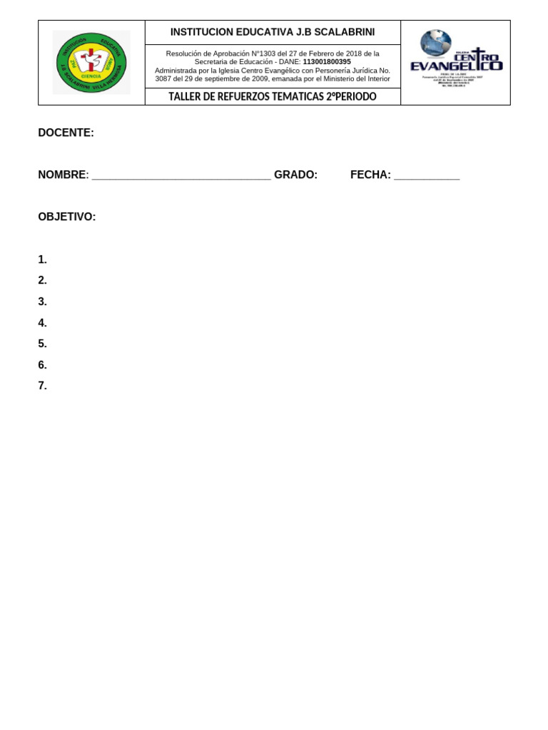 Taller de Refuerzos de Tematicas 2 Periodo | PDF