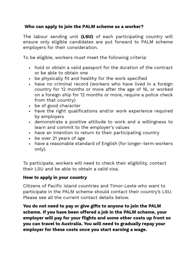 Who Can Apply PALM Scheme Worker | PDF