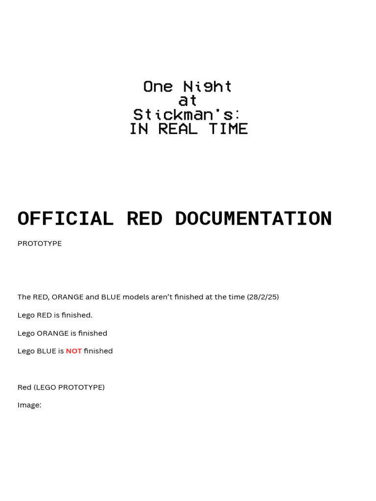LEGO RED, ORANGE, BLUE Prototype Status | PDF