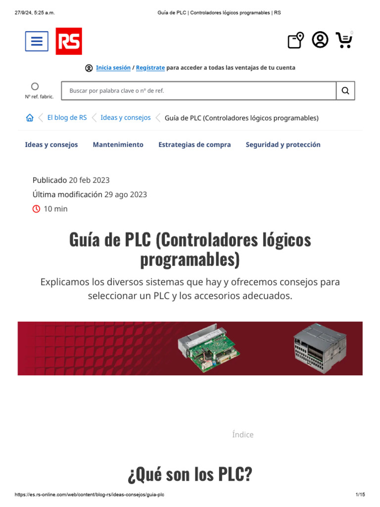 Guía de PLC - Controladores Lógicos Programables - RS | PDF | Controlador lógico programable ...