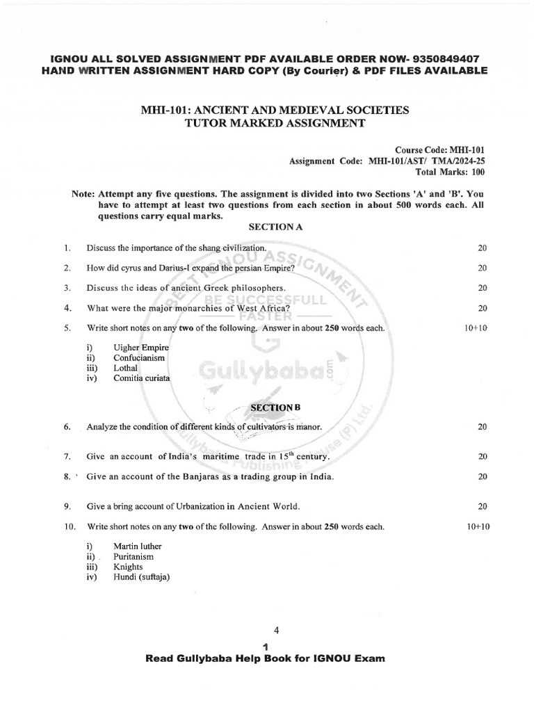 MHI 101 English July 2024 January 2025 | PDF