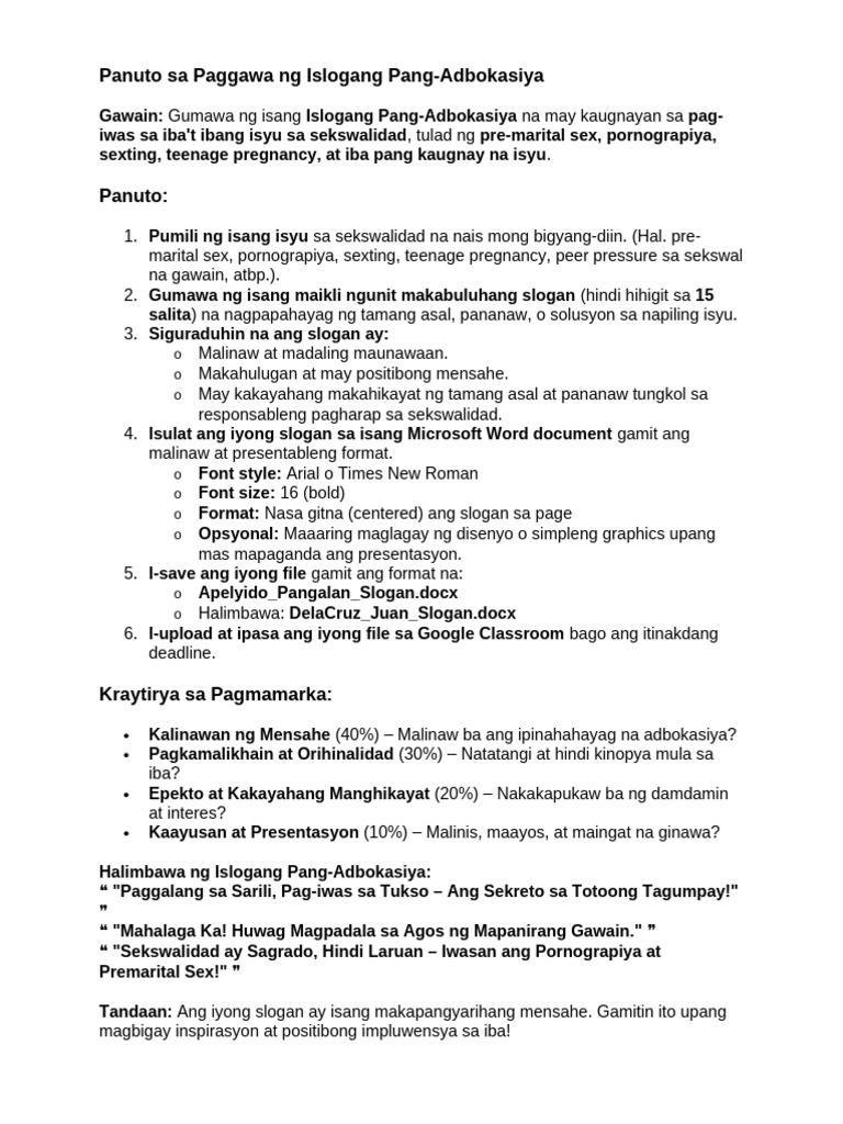 Takdang Aralin | PDF