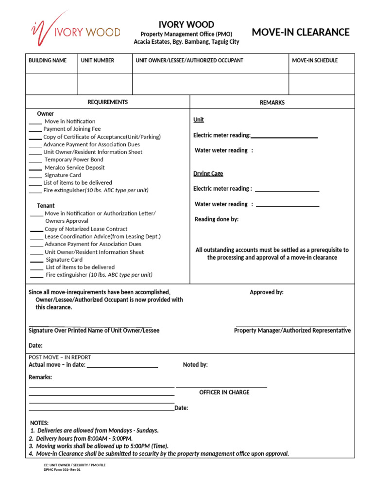 Move-In Clearance Requirements Guide | PDF | Lease | Private Law