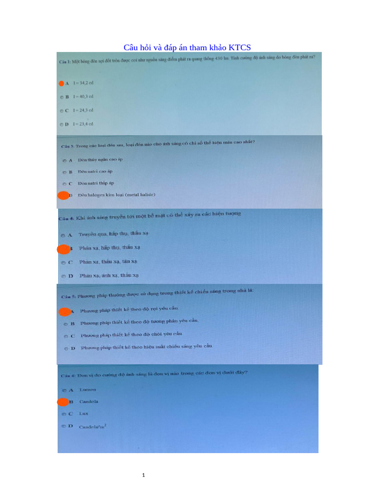 Câu hỏi và đáp án tham khảo KTCS | PDF