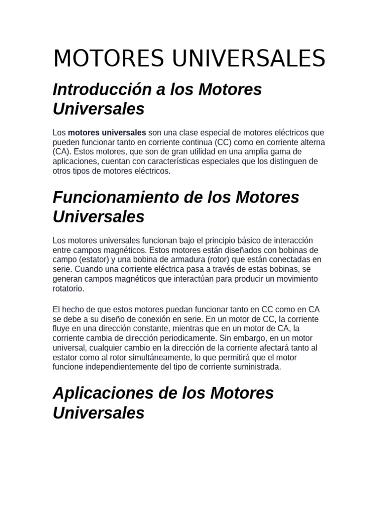 Motores Universales | PDF | Motor eléctrico | Motores