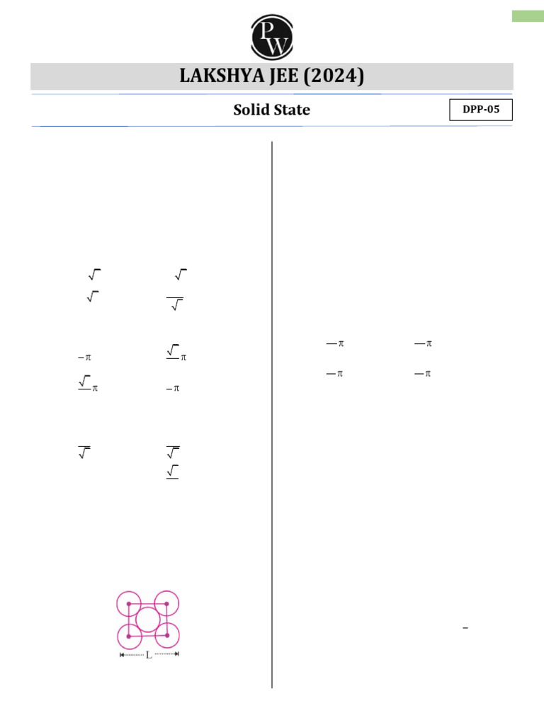 LAKSHYA JEE (2024) : Solid State | PDF | Crystal Structure | Materials