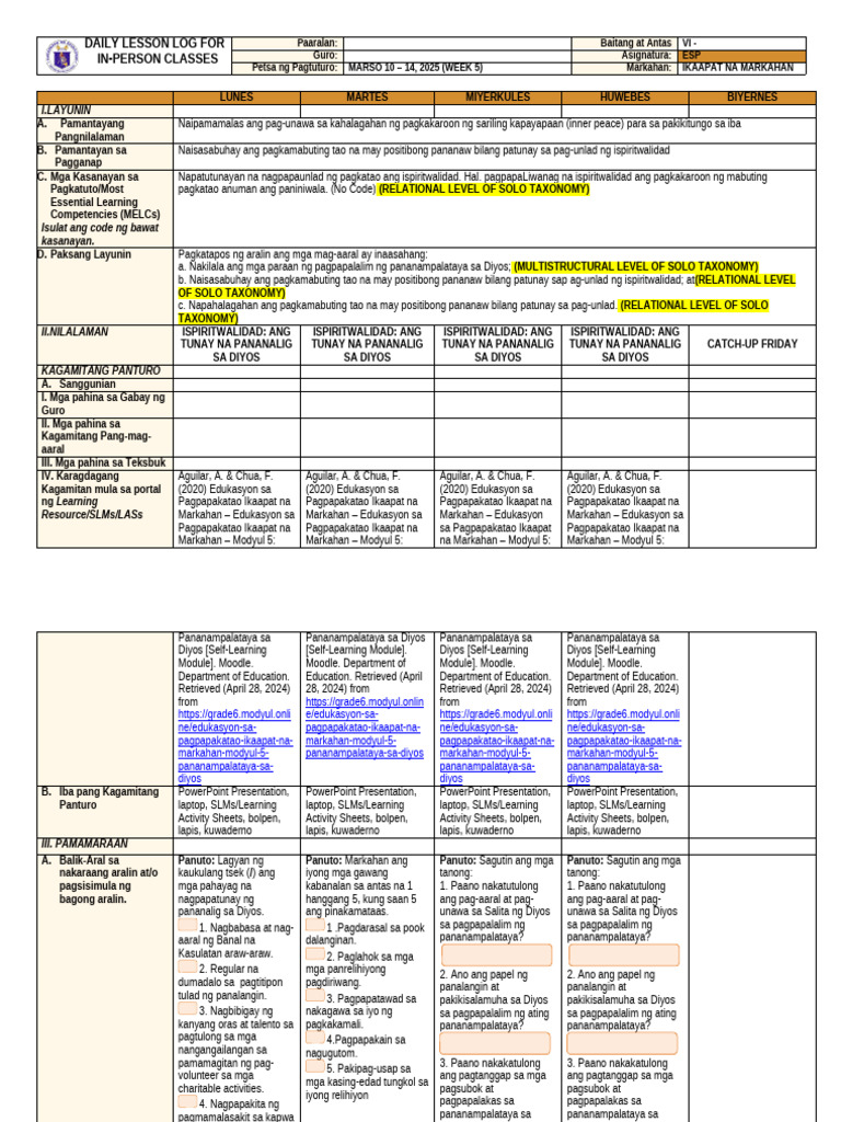 Q4 - Esp - DLL - Week 5 | PDF