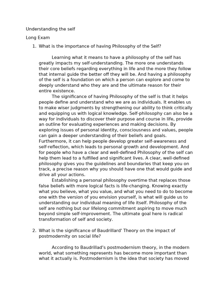 Understanding the self | PDF | Identity (Social Science) | Psychology