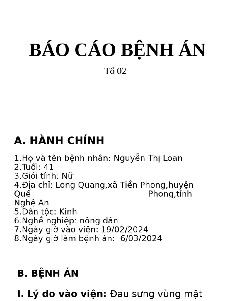 Chia Sẻ Bệnh Án RHM | PDF