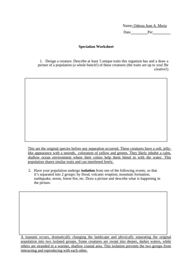 speciation-worksheet | PDF | Evolution | Species
