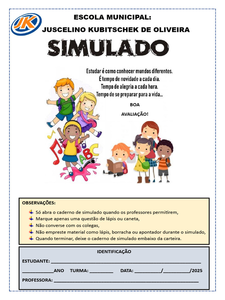 CAPA DE SIMULADO 1º E 2º ANOS | PDF