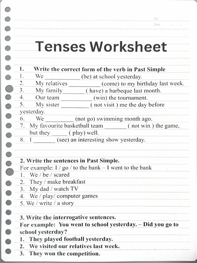Tenses Worksheet | PDF