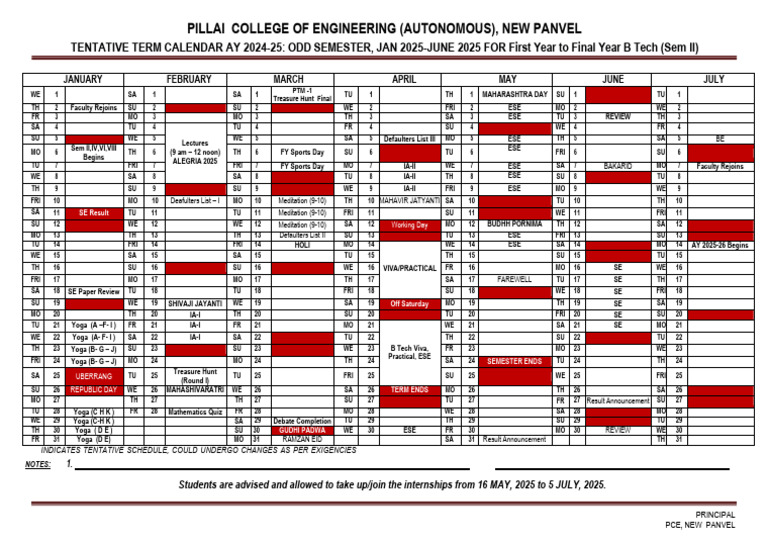 PCE Term Calendar | PDF