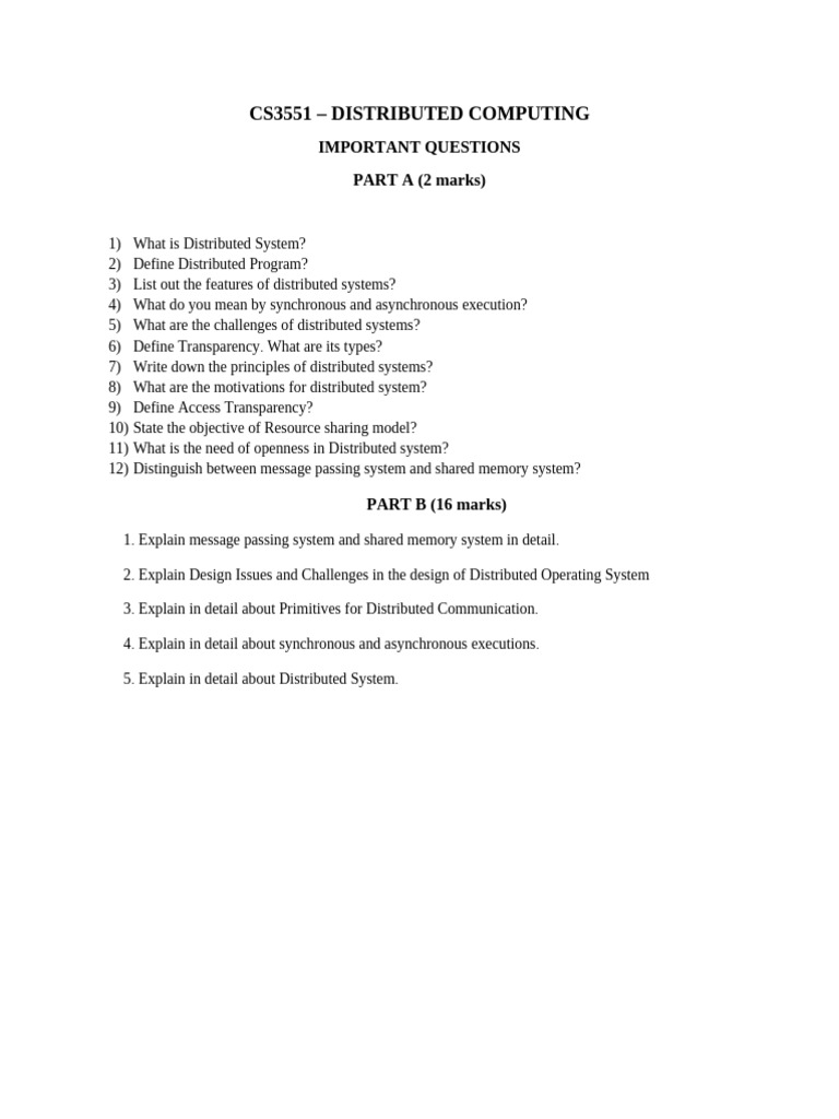 CS3551 Important Questions | PDF