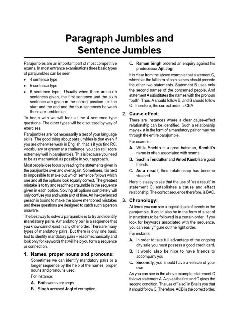 05.04 para & Sentence Jumble | PDF | Atmosphere Of Earth