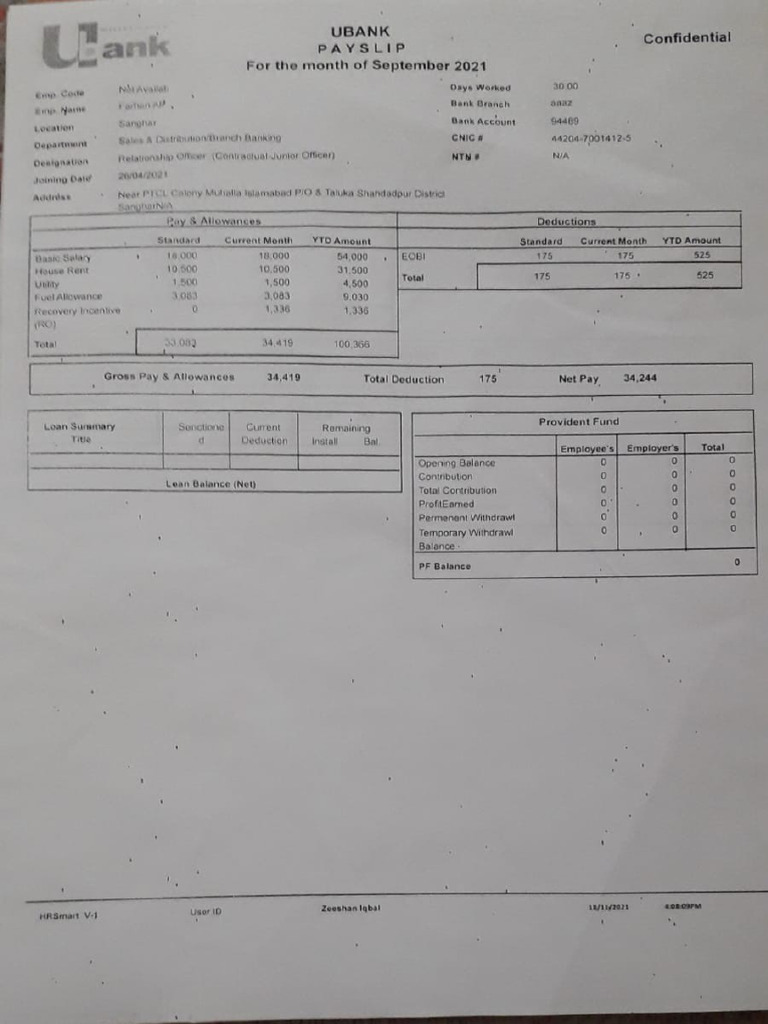 Farhan Ali Slip | PDF