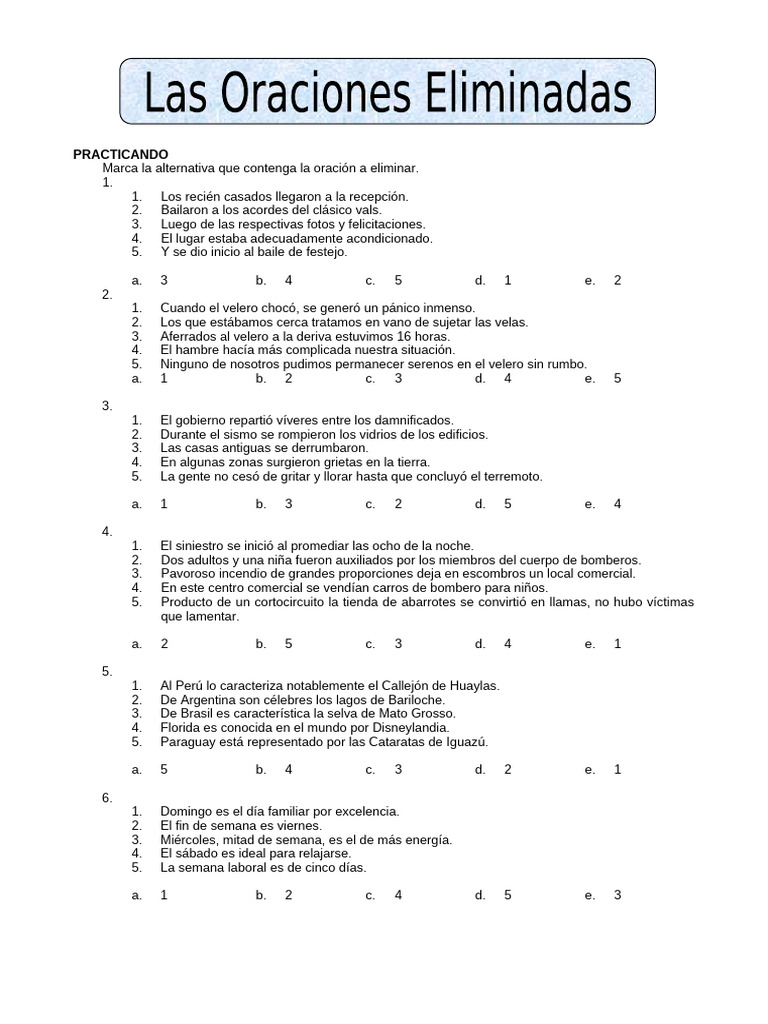 Las Oraciones Eliminadas para Sexto de Primaria | PDF | Serpiente | Euclides
