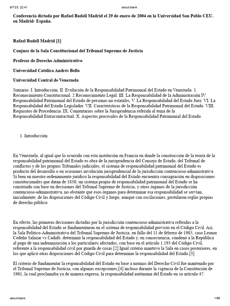 RESPONSABILIDAD PATRIMONIAL DAII DR RAFAEL BADELL MADRID | PDF | Caso ...