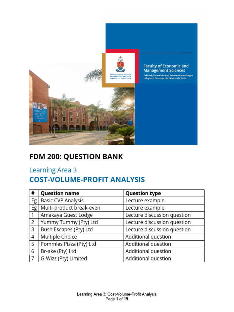 2024 FDM200 LA 3 - CVP - Question Bank 2 | PDF | Business Economics ...
