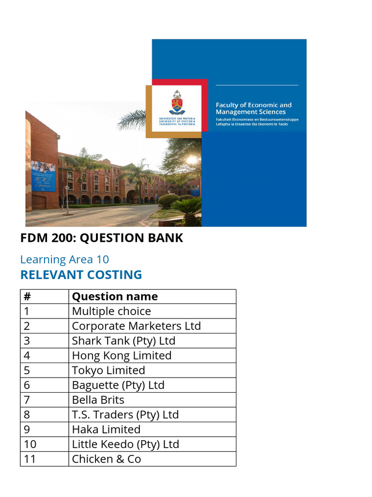 2024 FDM 200 La 10 RC QB Questions | PDF | Employment | Cost Of Goods Sold