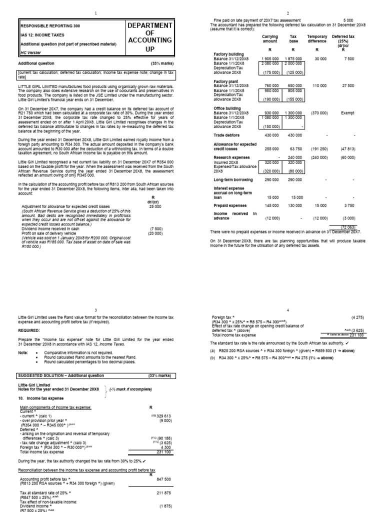 IAS 12 Additional Question 2 | PDF | Deferred Tax | Taxes
