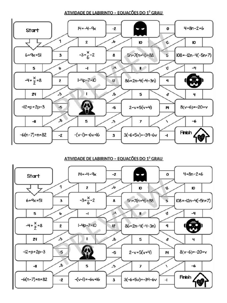 Atividade de Labirinto-Equacoes | PDF