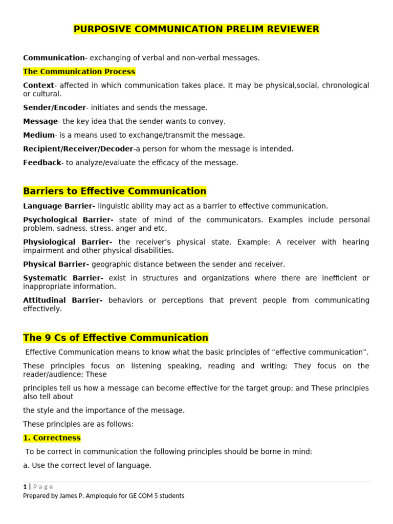 Purposive Communication Prelim Reviewer Final | PDF | Communication ...