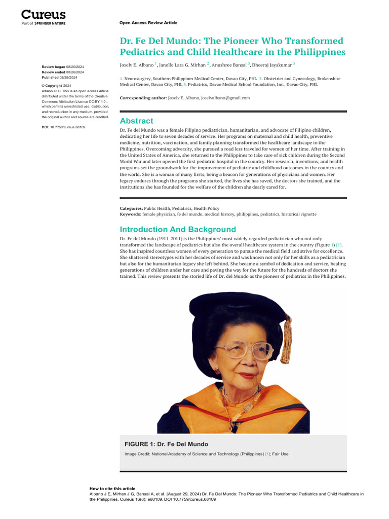 DR Fe Del Mundo The Pioneer Who Transformed Pediat | PDF | Health Care ...
